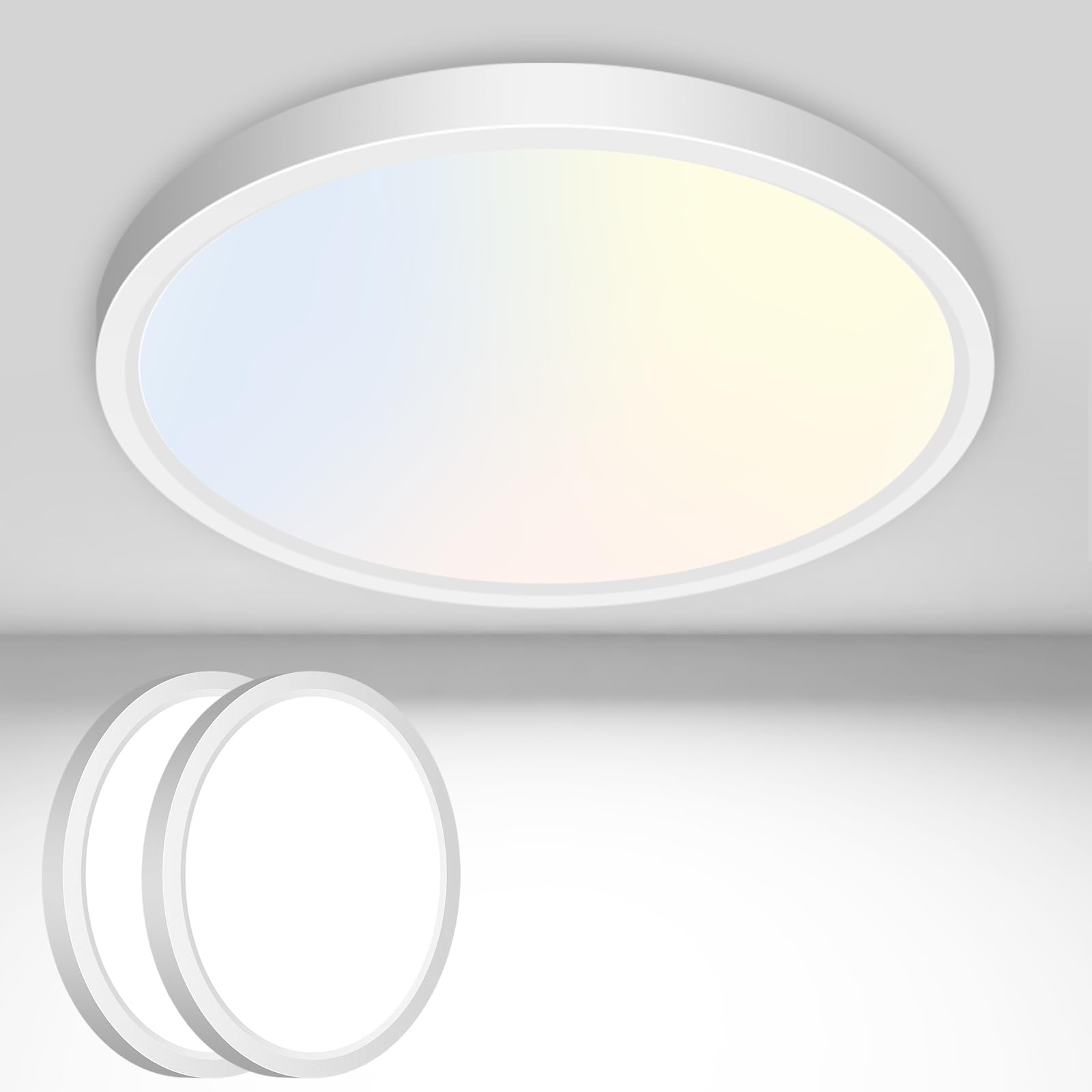 2PACK Flush Mount LED Ceiling Light Fixture White, 6.5Inch 12Watt ...