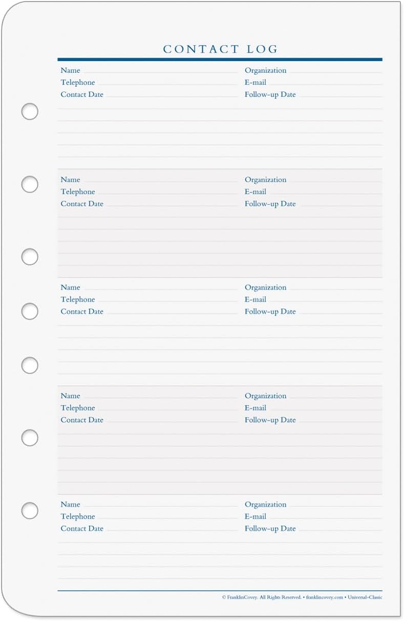 Amazon.com : FranklinCovey - Contact Log (Classic) : Office Calendars ...