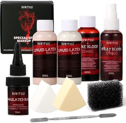 Amazon.com : Bowitzki Fake Blood & Liquid Latex Kit,Pro SFX Makeup Set ...
