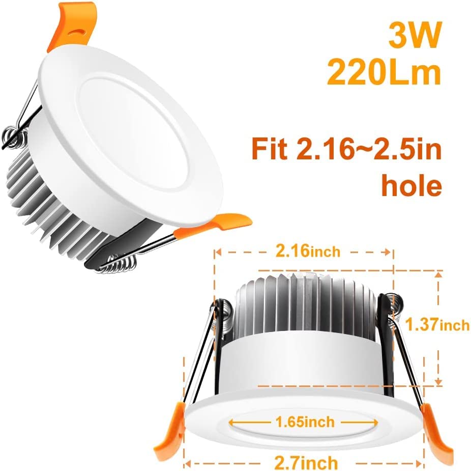 Snapklik.com : 2 Inch LED Recessed Lighting Dimmable Downlight, 3W (35W ...