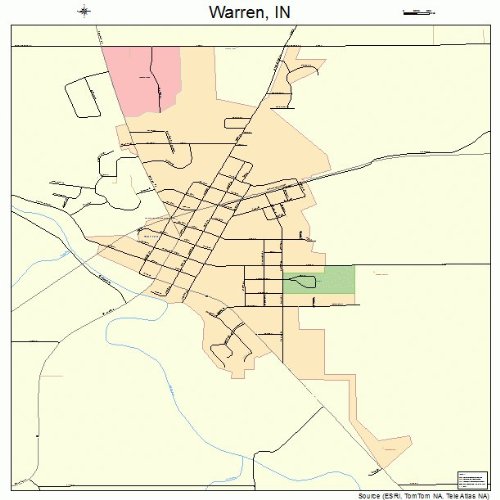 Large Street & Road Map of Warren, Indiana IN - Printed poster size ...