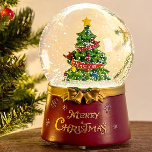 Amazon.com: Eldnacele Snow Globe Lighted Christmas Decorations Santa ...