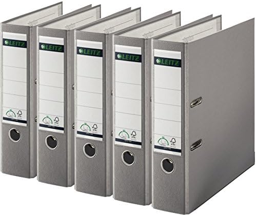Leitz 1010-50 Qualitäts-Ordner Plastik-Cover (A4 breit| 5er Pack, Grau ...