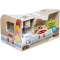 Amazon.com: Melissa & Doug Wooden Slice & Stack Sandwich Counter with ...