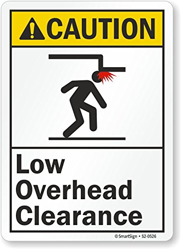 SmartSign “Caution - Low Overhead Clearance” Sign | 10" x 14" Plastic ...