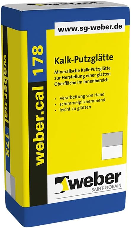 weber.cal 178 Kalkglätte 25 kg Kalk-Putzglätte Kalk Oberputz Feinputz GLATT : Amazon.de: Baumarkt