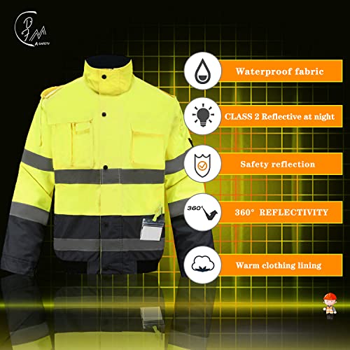 Snapklik.com : A-SAFETY Hi-vis Reflective Winter Bomber Coat, High ...