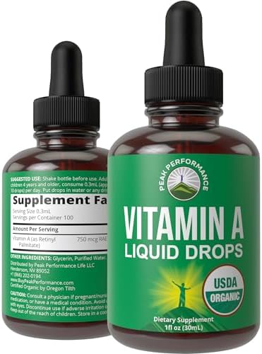 Amazon.com: USDA Organic Vitamin A Liquid Drops Supplement. Vegan High ...