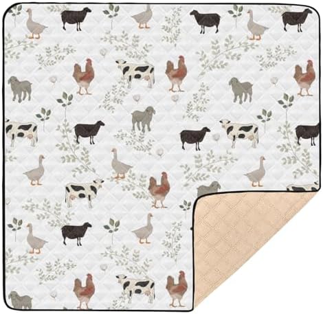 Amazon.com : KICPOAY Baby Play Mat Farm Cow Rooster Goose 50 x 50 ...