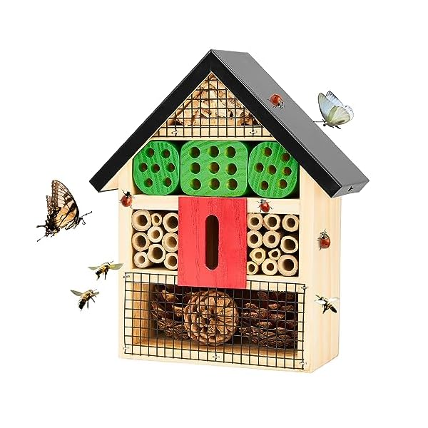 Kingsyard Wooden Mason Bee Butterfly Ladybug House - Pollinating Insect ...