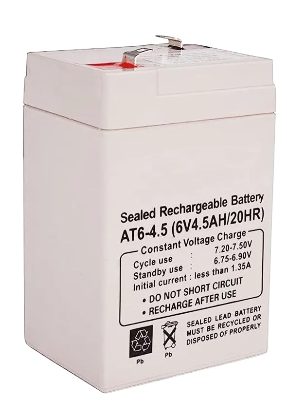 JN Creations 6V 5AH Rechargeable Sealed Battery AT6-4.5 (6V4.5AH/20HR ...