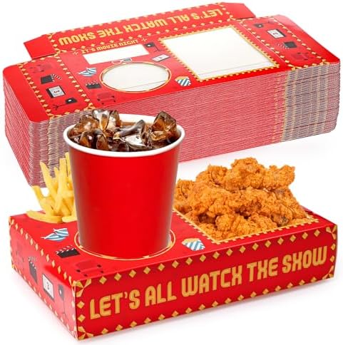 Amazon.com: Bekith 50Pcs Movie Night Snack Trays Hold Popcorn Candy ...