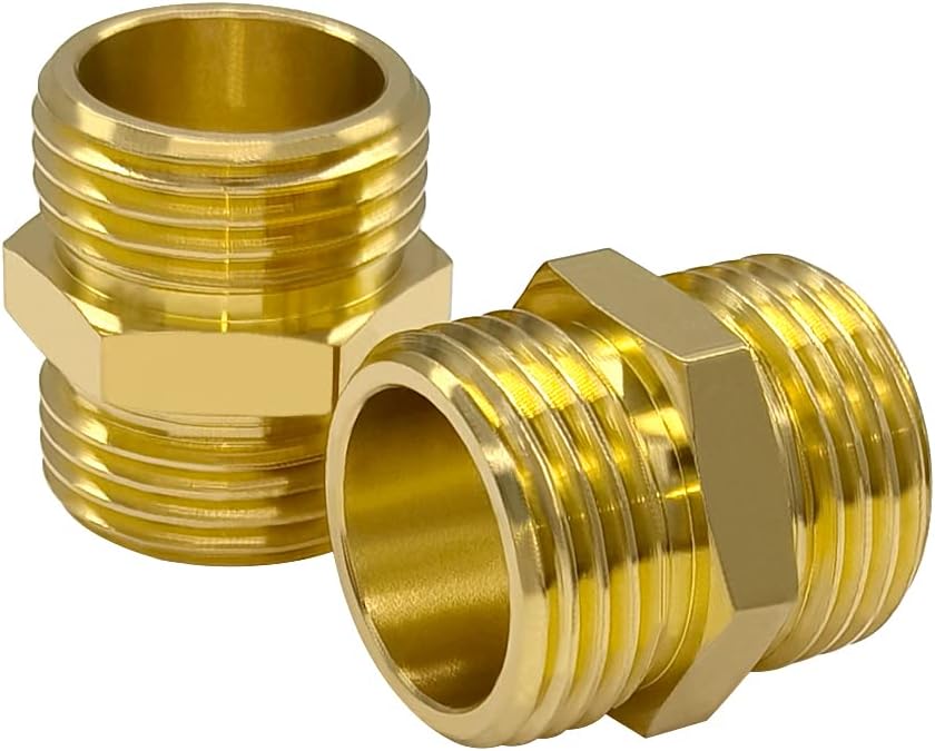 Amazon.com : Hooshing 2PCS Brass Garden hose Adapter 3/4 Inch Male to ...