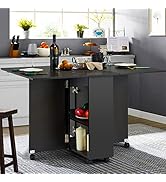 Amazon.com - JOMEED Folding Dining Table with 6 Wheels, Drawer and 2 ...