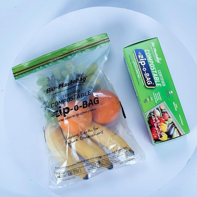 Buy Bio-plastobag Compostable Storage Bags with Zipper, 15 x 16 cm, 25 ...