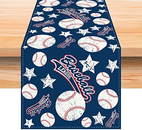 Amazon.com: Linen Baseball Table Runner 72 Inches Long Baseball Table ...