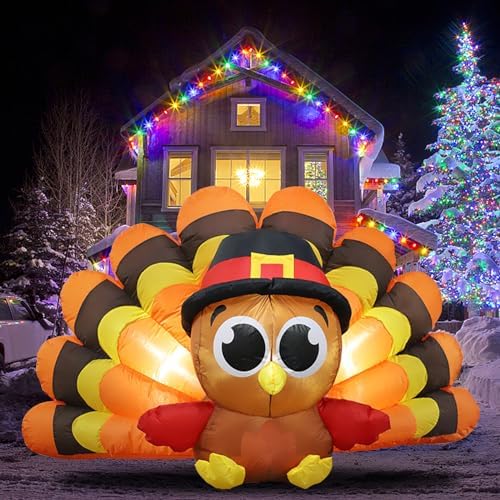 Amazon.com: KOOY 6 FT Thanksgiving Inflatable Turkey with Colorful Tail ...