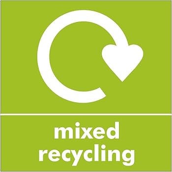 Mixed Recycling bin Sign/Sticker - Self Adhesive Vinyl 150mm x 100mm ...