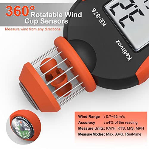 Anemometer Wind Speed Meter Outdoor, Kethvoz Digital Air Flow Tester ...