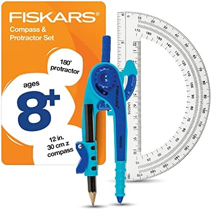 Amazon.com: Fiskars Geometry Set, Compass and Protractor Set, Color ...