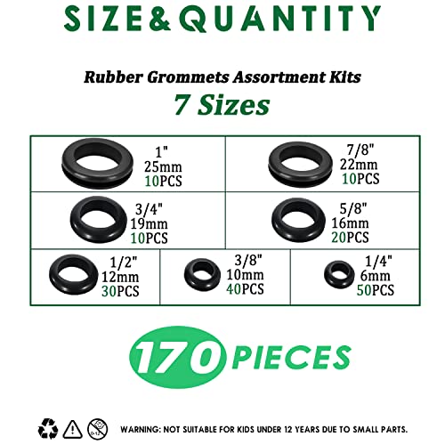 Snapklik.com : EASYEAH 170 PCS Rubber Grommet Assortment Kit For Wiring ...