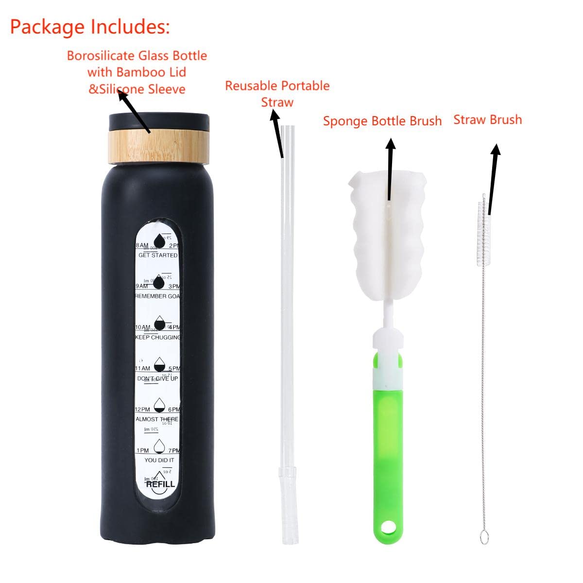 Snapklik.com : Sunkey Glass Water Bottle 32 Oz