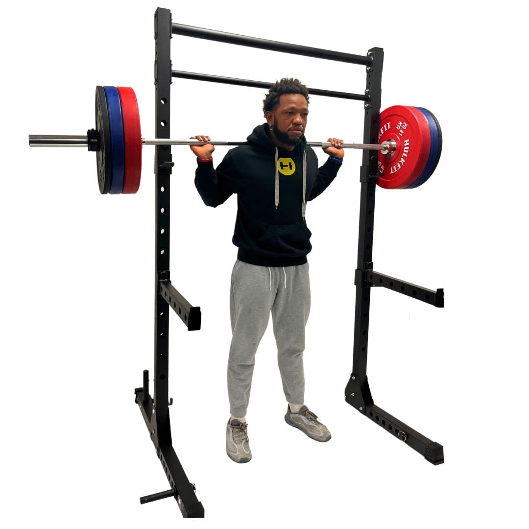 HULKFIT Pro Series 2.35" x 2.35" Power Squat Rack Stand with Pull Up ...