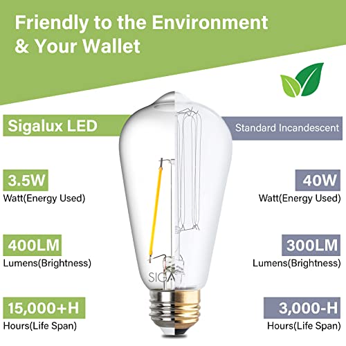 Snapklik.com : Edison Bulbs, E26 LED Bulb ST58 Filament Clear Non ...