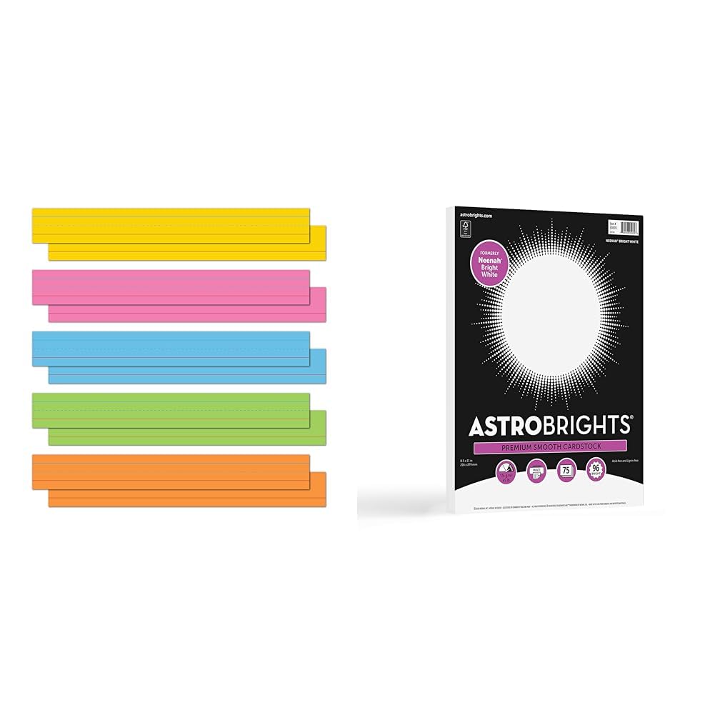 Amazon.com : Astrobrights Colored Sentence Strips, 3 x 24 Inches, 5 ...