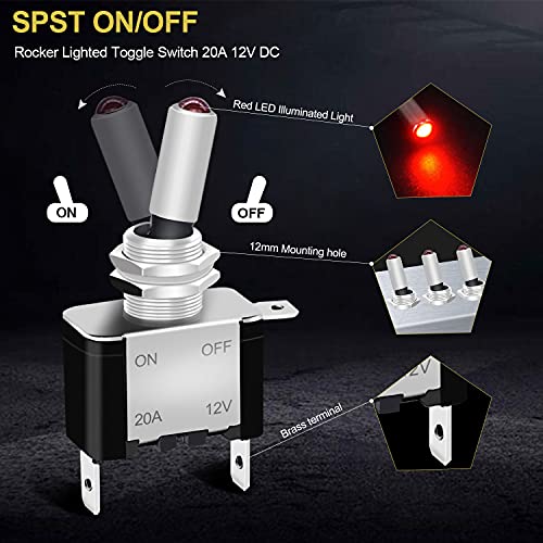 Snapklik.com : 3Pcs Rocker Lighted Toggle Switch 12V 20A Heavy Duty ...