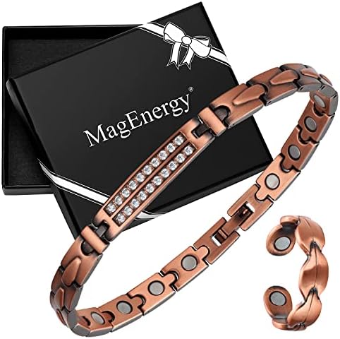 Amazon.com: MagEnergy Magnetic Copper Bracelet & Ring for Women ...