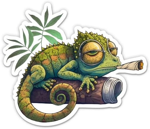 Amazon.com - Chameleon Smoking Weed Sticker - 3" Laptop Sticker ...