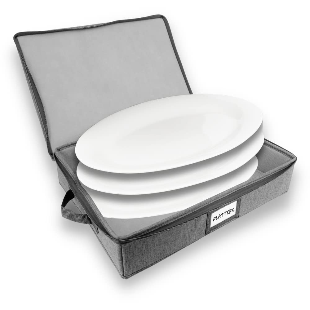 Amazon.com: HOMELUX THEORY Platter Storage with Lid, Hard Shell China ...