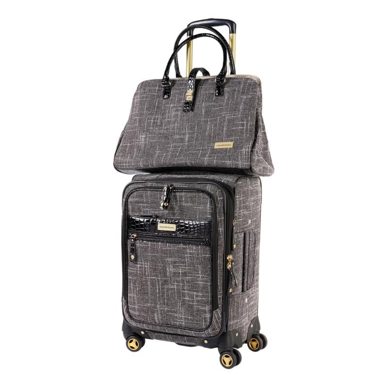 Amazon.com | Samantha Brown Vintage 2-piece Tweed Luggage Set (Black ...