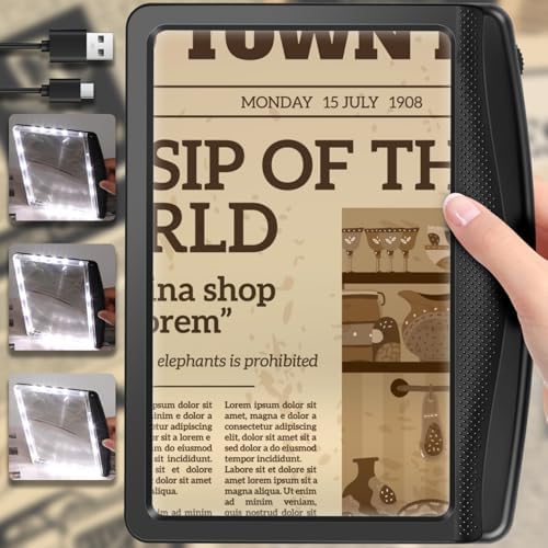 Amazon.com: MagniPros 5X Large LED Page Magnifier for Reading with 3 ...