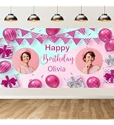 Amazon.com: Personalized Happy Birthday Banner With Photo Name Custom ...
