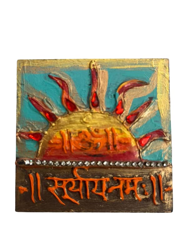 Buy Madhukrati Studio Wooden Sun Magnets for Refrigerator Hand Painted ...