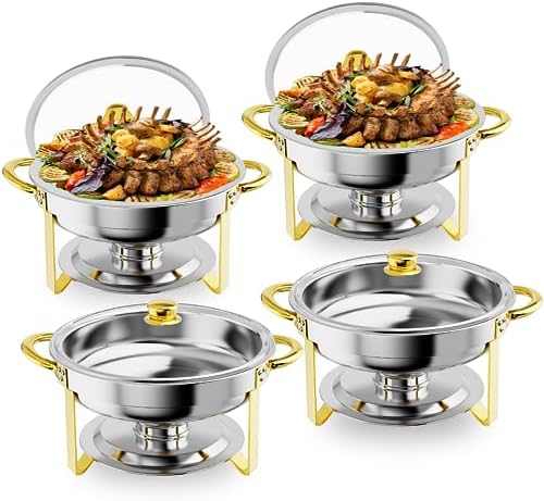 Amazon.com: ROVSUN 3 Packs Roll Top Chafing Dish Buffet Set Gold Accent ...
