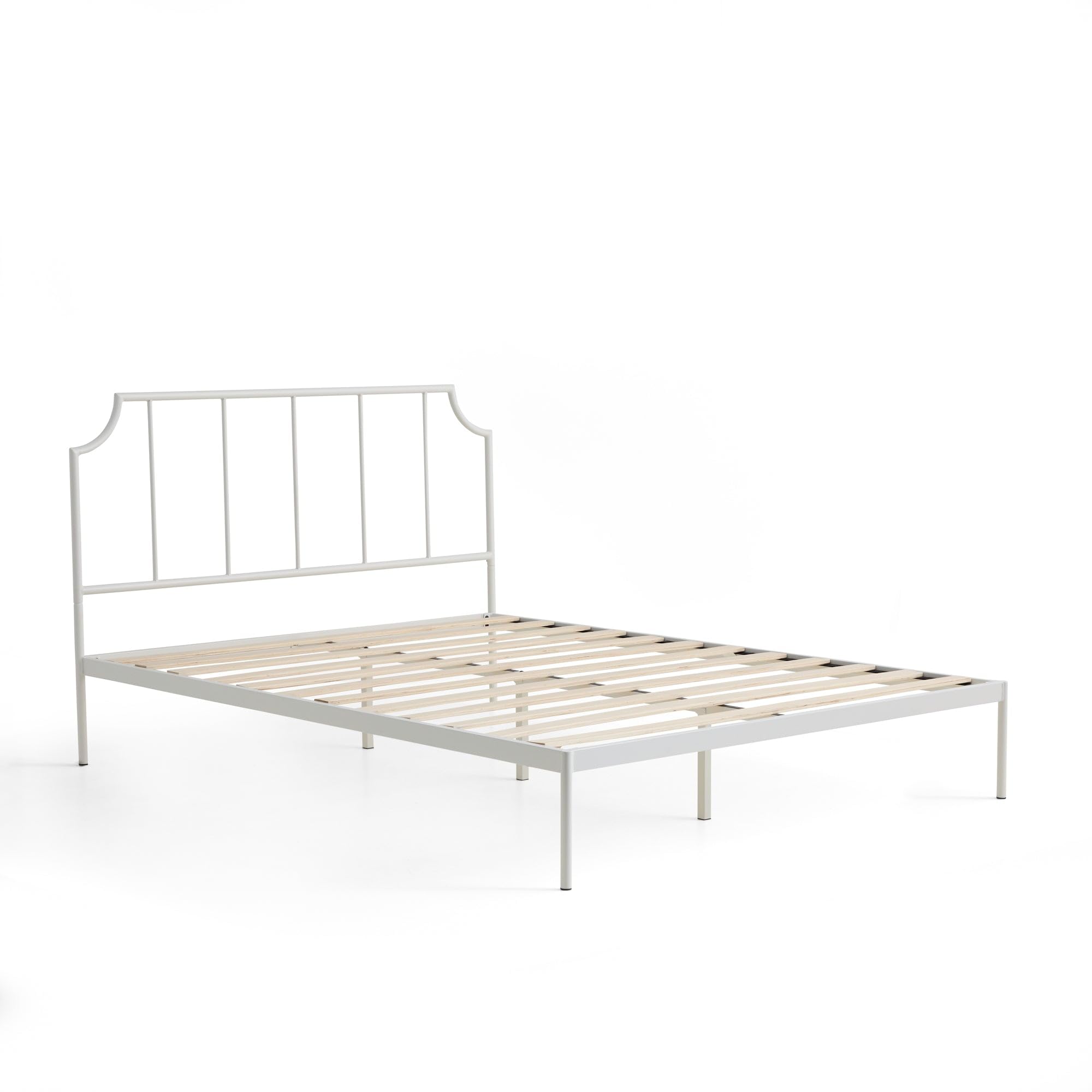 Edenbrook, Queen, White Metal Platform Bed with Rectangular Vertical ...