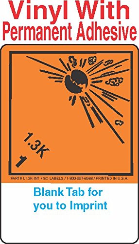 GC Labels-V13KI-ETAB, (Blank) Explosive Class 1.3K Wordless ...