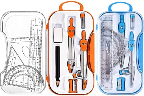 Math Geometry Kit Set, 10 Pieces Per Set Student Compasses, Including ...