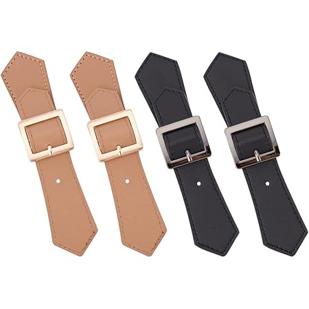 FINGERINSPIRE 4 Pairs Leather Sew-On Toggles Closures Black & Khaki PU ...