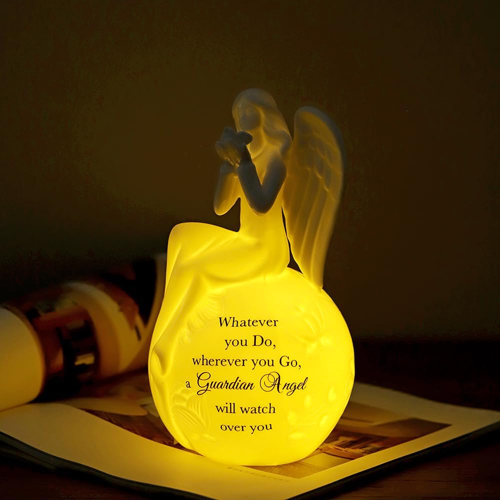 Amazon.com: Guardian Angel Ceramic Night Light – Praying Angel Figurine ...