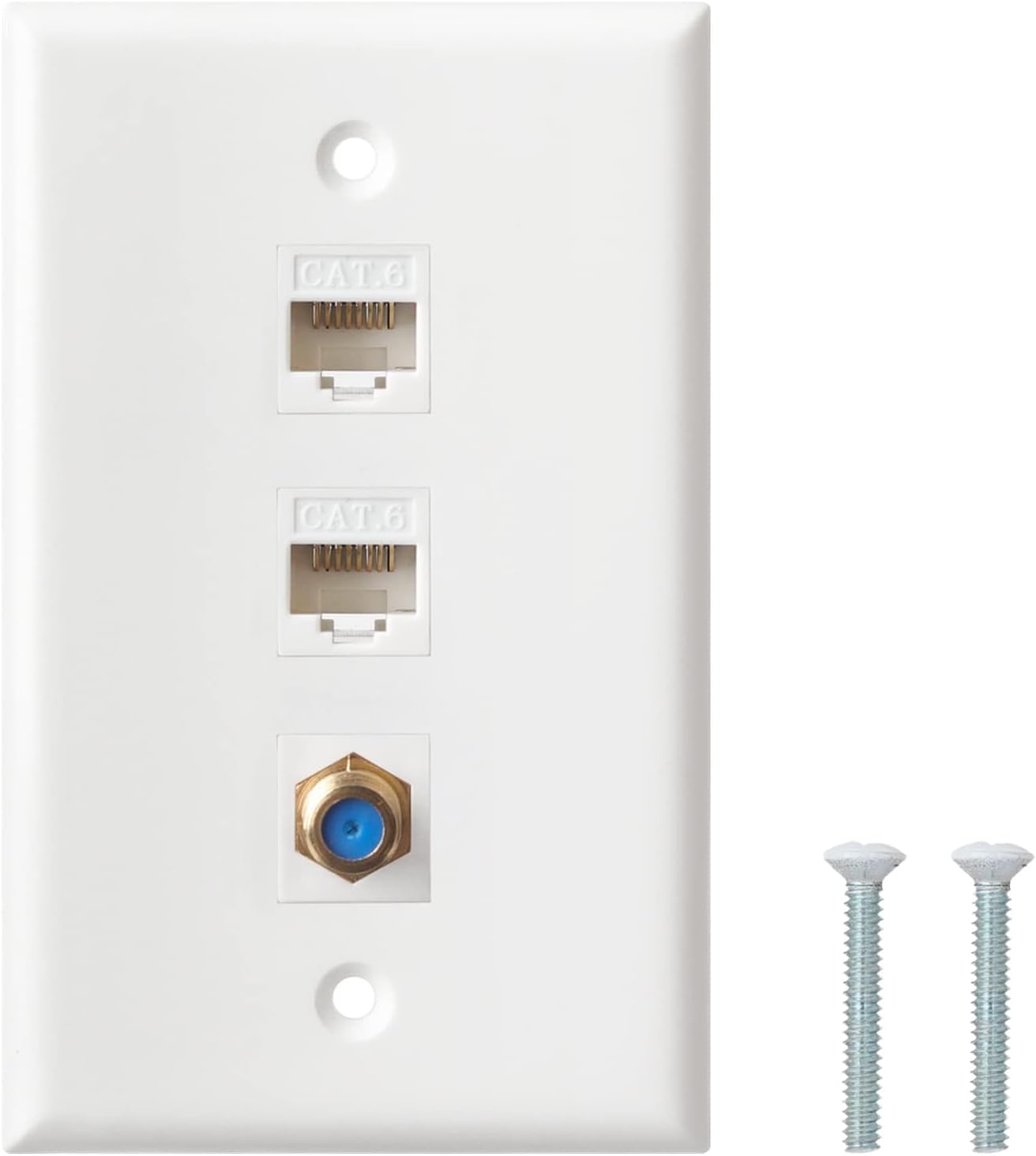 Amazon.com: Ethernet Coax Wall Plate, 2 Port Cat6 Keystone Female to ...