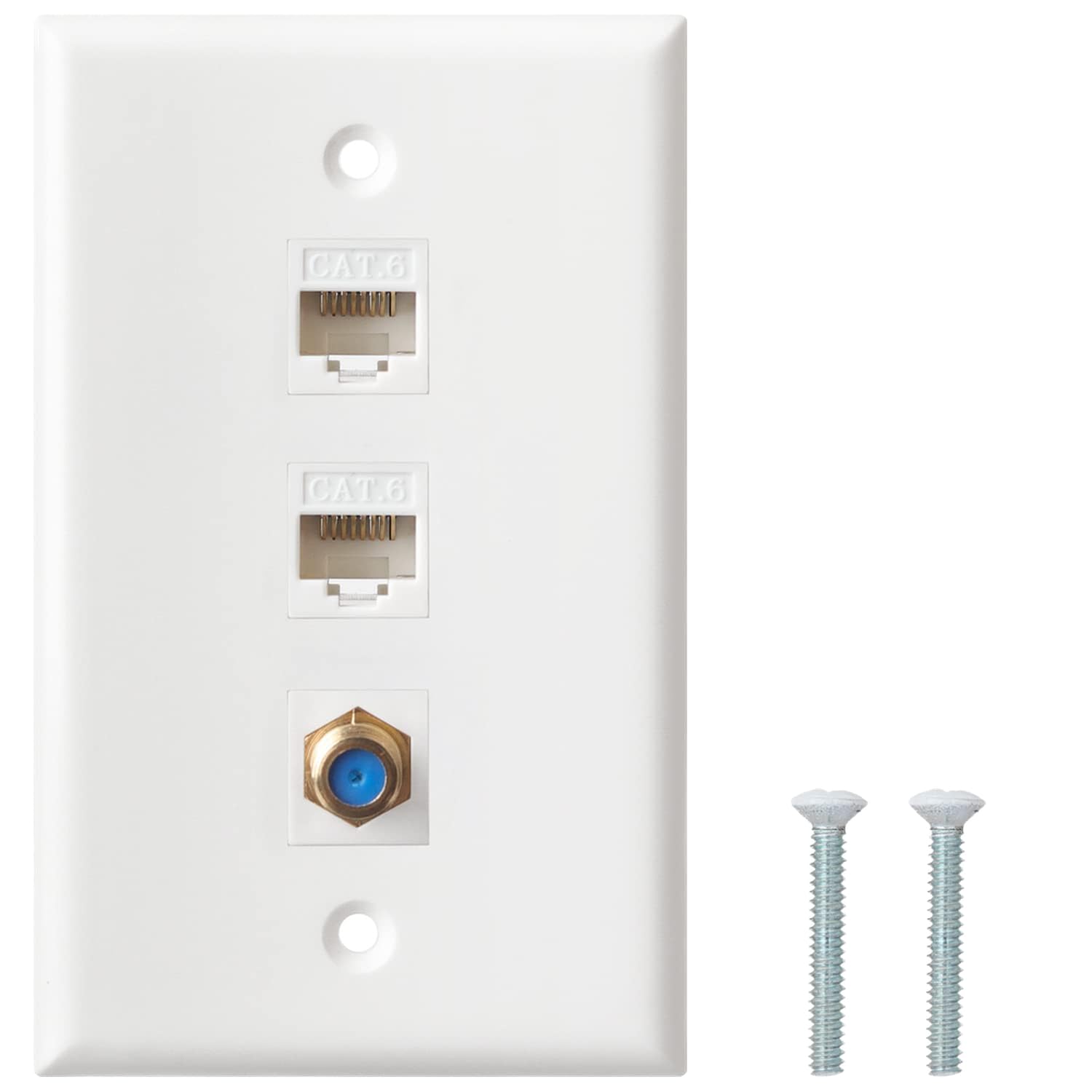 Amazon.com: Ethernet Coax Wall Plate, 2 Port Cat6 Keystone Female to ...