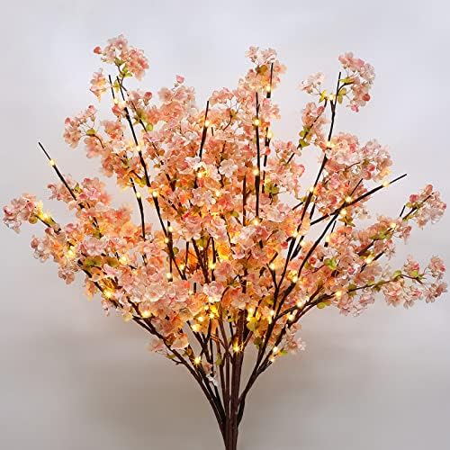 Amazon.com: Uieke 3PCS Lighted Cherry Blossom Branches, 30in Artificial ...