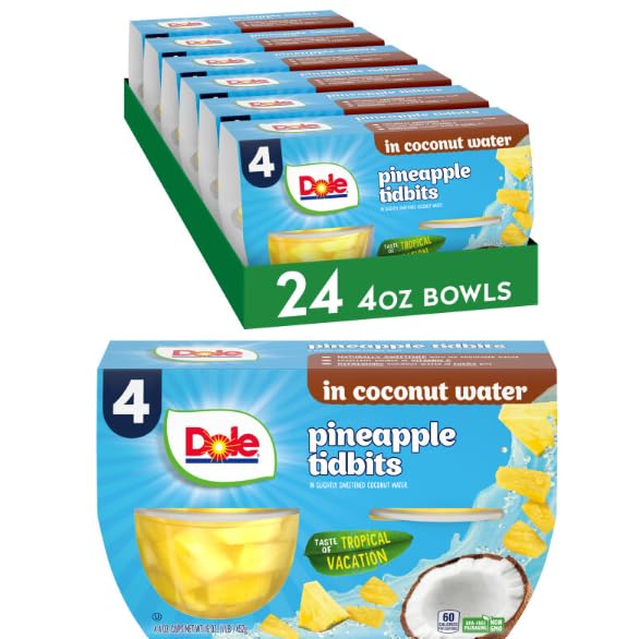Amazon.com : Dole Pineapple Tidbits in Coconut Water - Dole Fruit Bowls ...