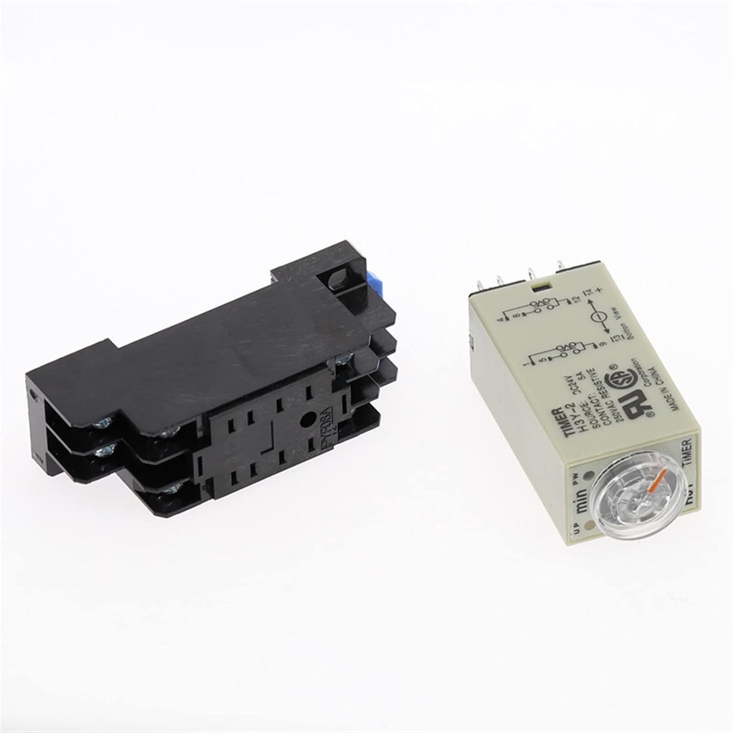 1 Set H3Y-2 Power-on Delay Rotary AC/DC 24V DPDT 1S/5S/10S/30S/60S/3M ...