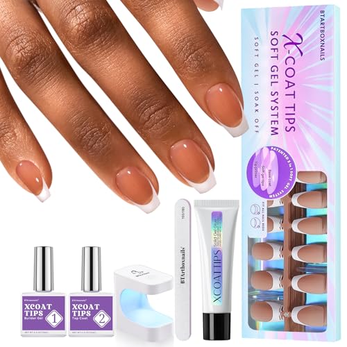 Amazon.com: BTArtboxnails French Gel Nail Kit - French Tip Press on ...