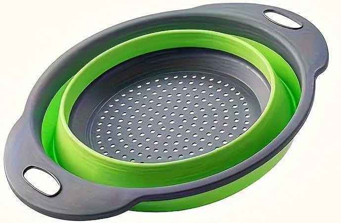 Collapsible Silicone Kitchen Colander Sieve, Green, Non-Toxic Easy ...